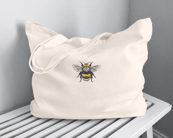 Embroidered Bee Canvas Tote Bag Bee Tote Bag Large Heavy | Etsy