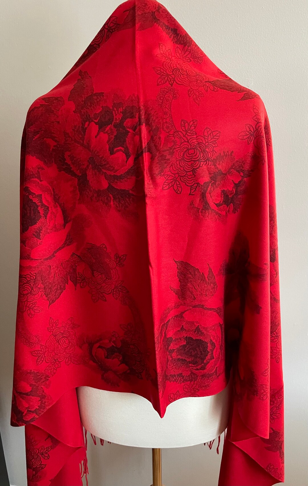 Red Scarf, Wool Wrap, Cozy Soft Warm Pashmina , Extra Large Shawl, Two ...