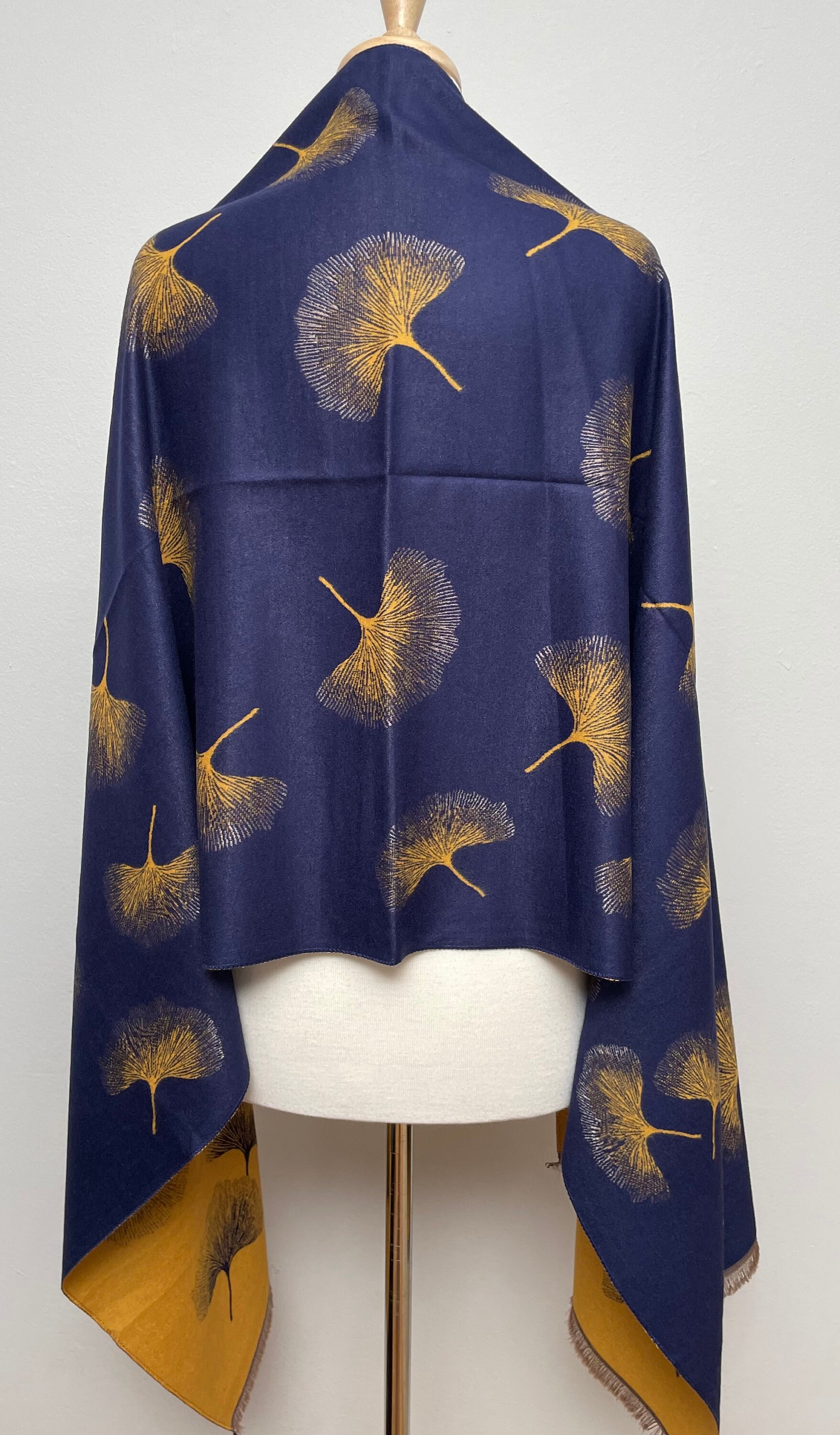 Scarf, Wrap, Cozy Soft Pashmina ,large Shawl, Yellow / Blue Two Side ...