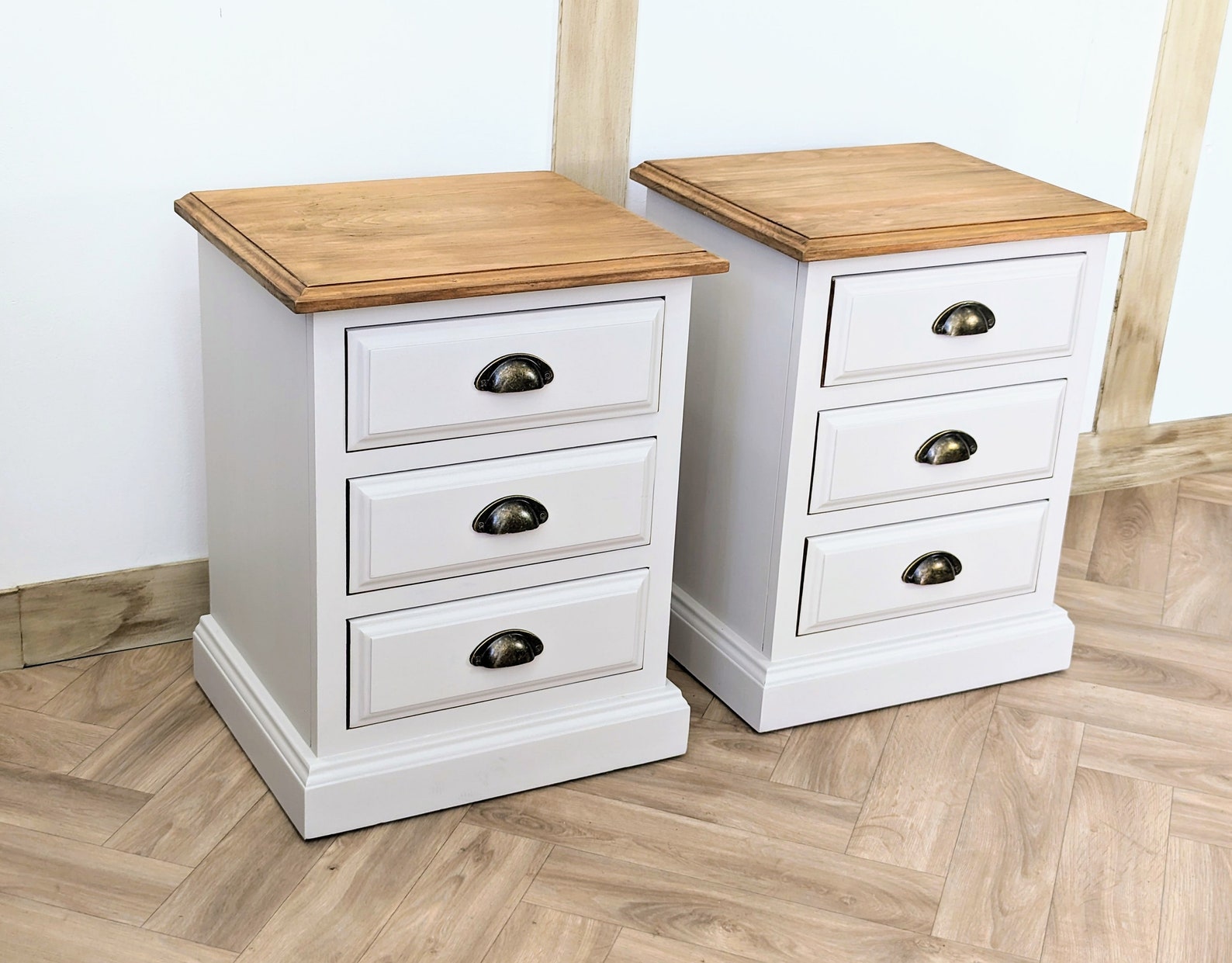 Pair Vintage Solid Pine Bedside Tables / Rustic Cabinets/taupe - Etsy UK