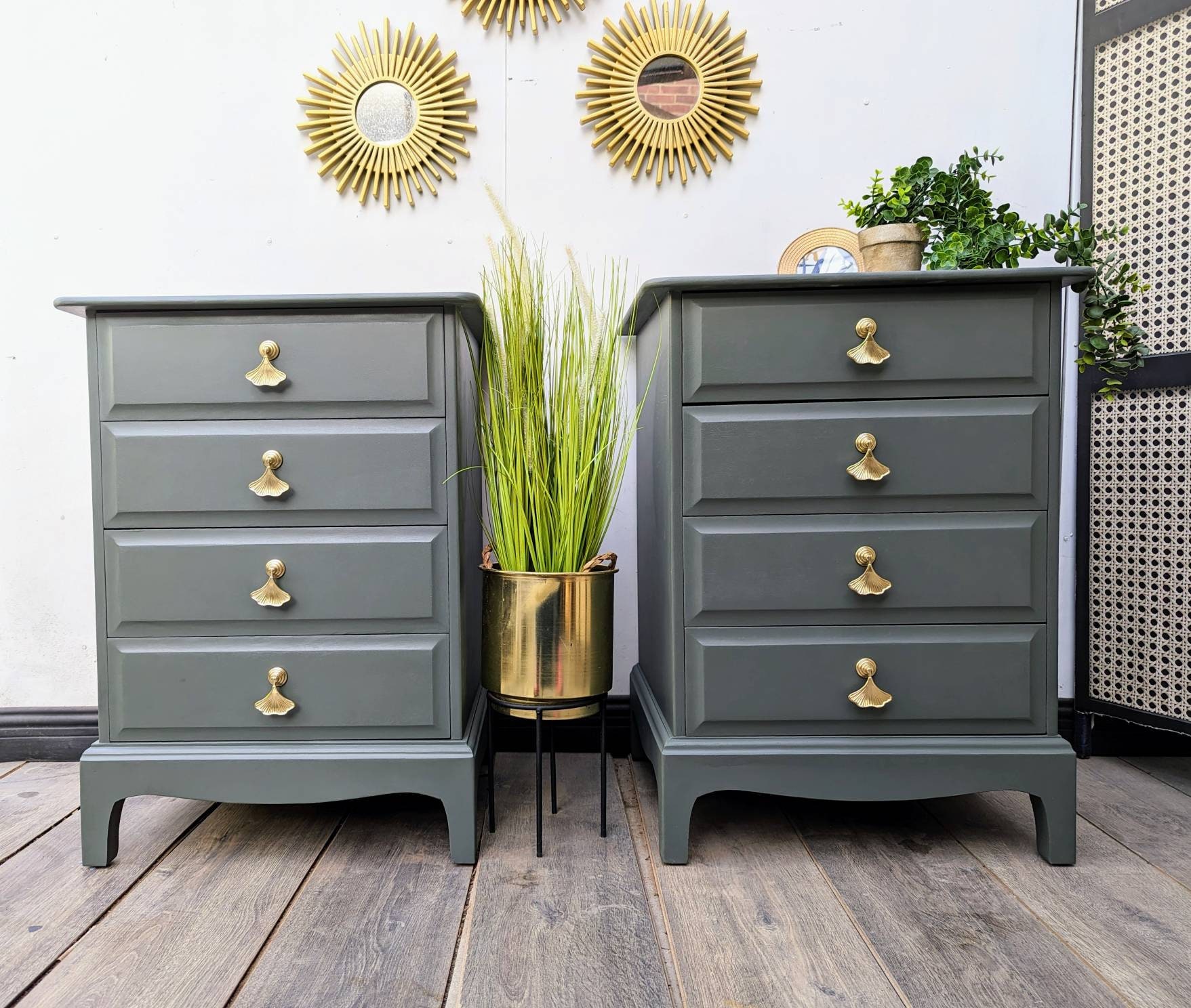 STAG BEDSIDE TABLES, Pair Drawer Slide Out Shelf, Painted For You ...