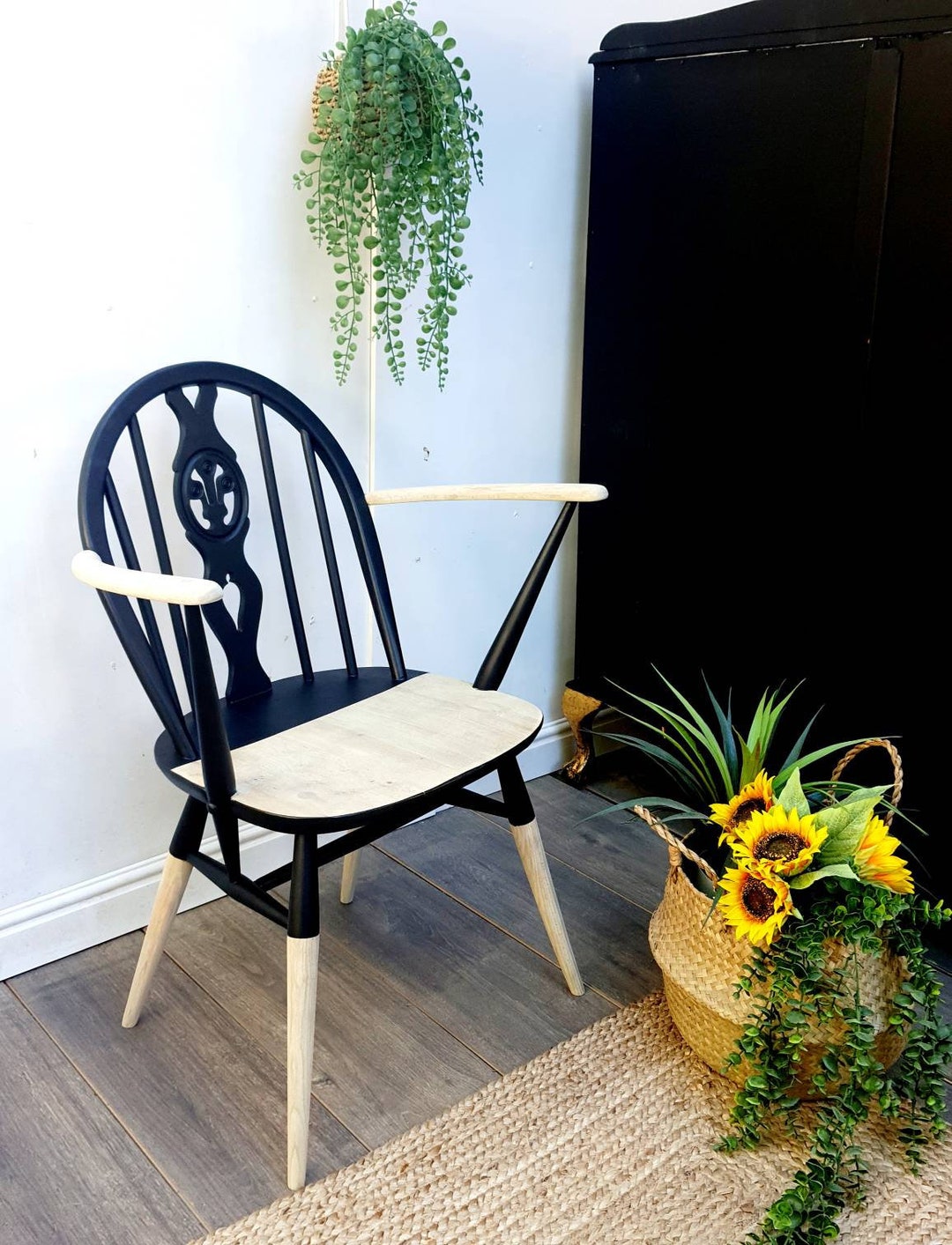 Vintage Ercol Carver Dining Chair/kitchen Chair/ Black and Wood Chair ...