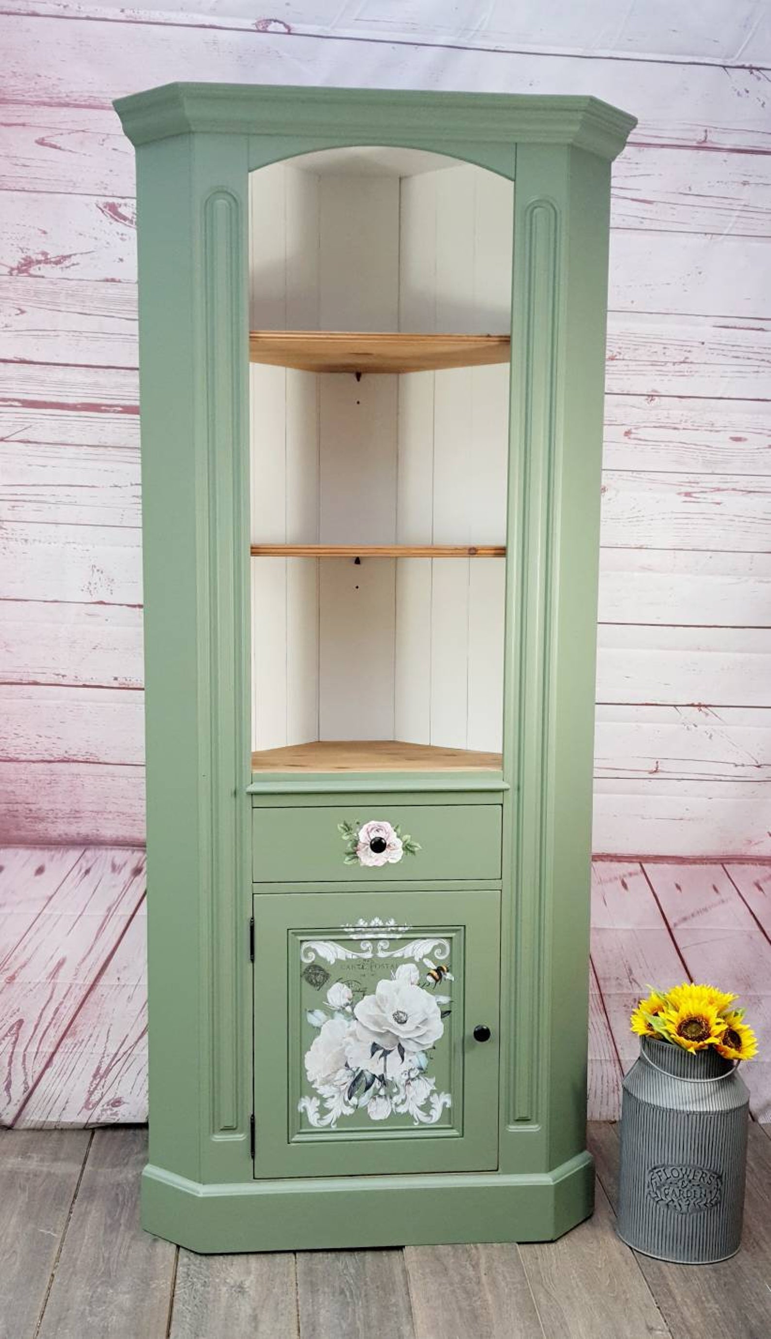 Vintage Upcycled Solid Pine Wood Corner Unit ,rustic Farmhouse Cupboard ...