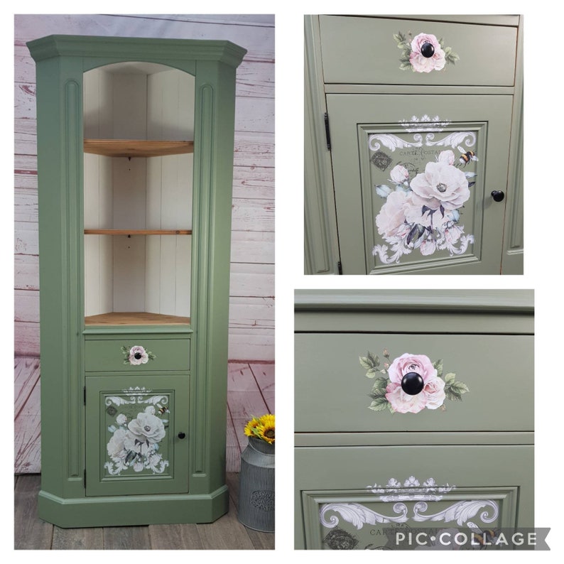 Vintage Upcycled Solid Pine Wood Corner Unit ,rustic Farmhouse Cupboard ...