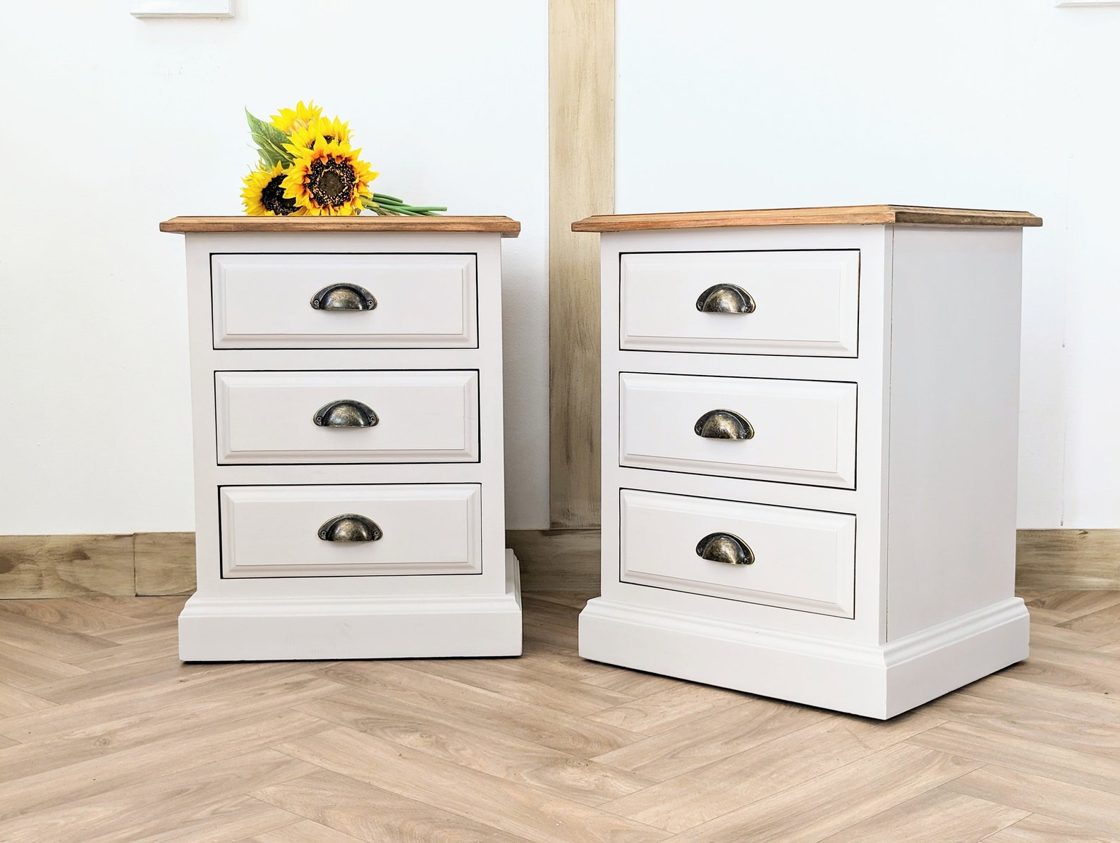 Pair Vintage Solid Pine Bedside Tables / Rustic Cabinets/taupe - Etsy UK
