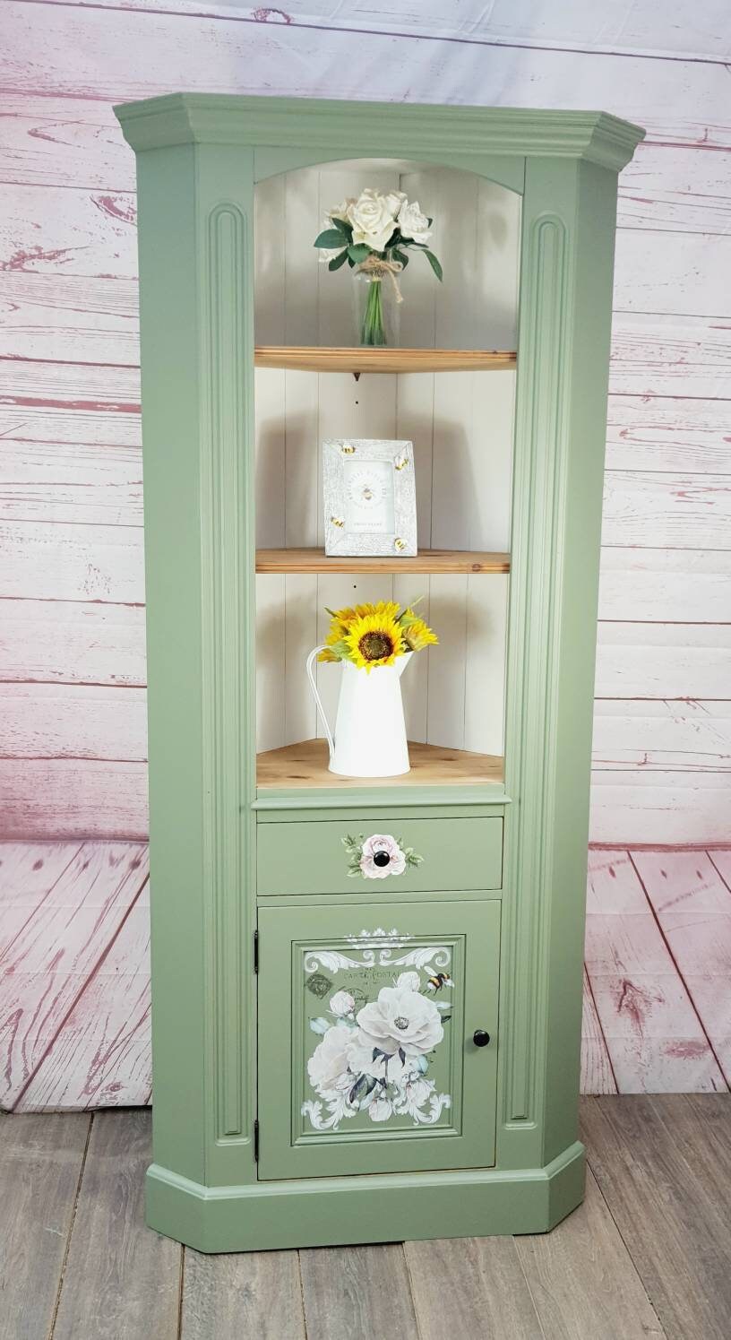 Vintage Upcycled Solid Pine Wood Corner Unit ,rustic Farmhouse Cupboard ...