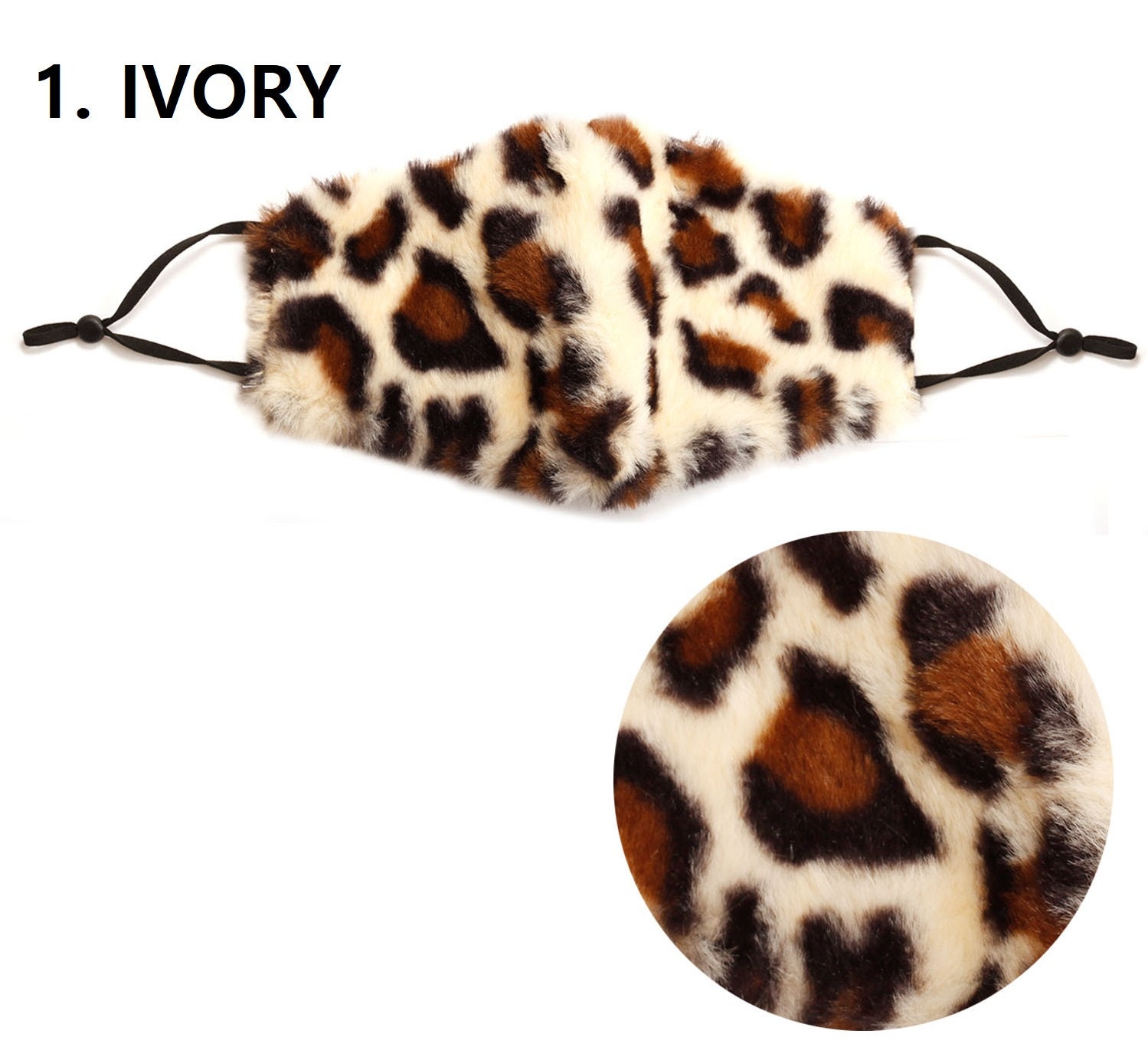 Trendy Leopard Faux Fur Face Mask, Warm Winter Face Masks With ...