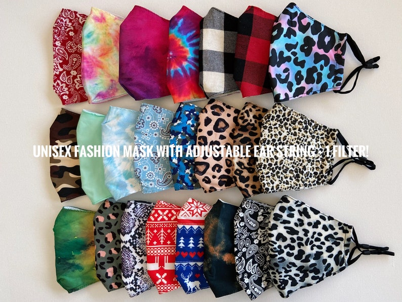 Updated Colors, Adjustable Ear String Unisex Face Mask. Unique ...