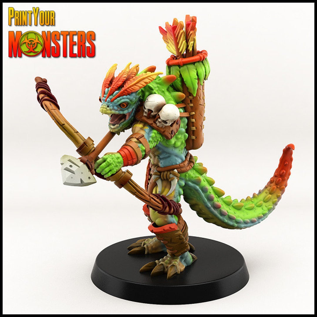 D&D Miniature - Lizardman 3 - Etsy
