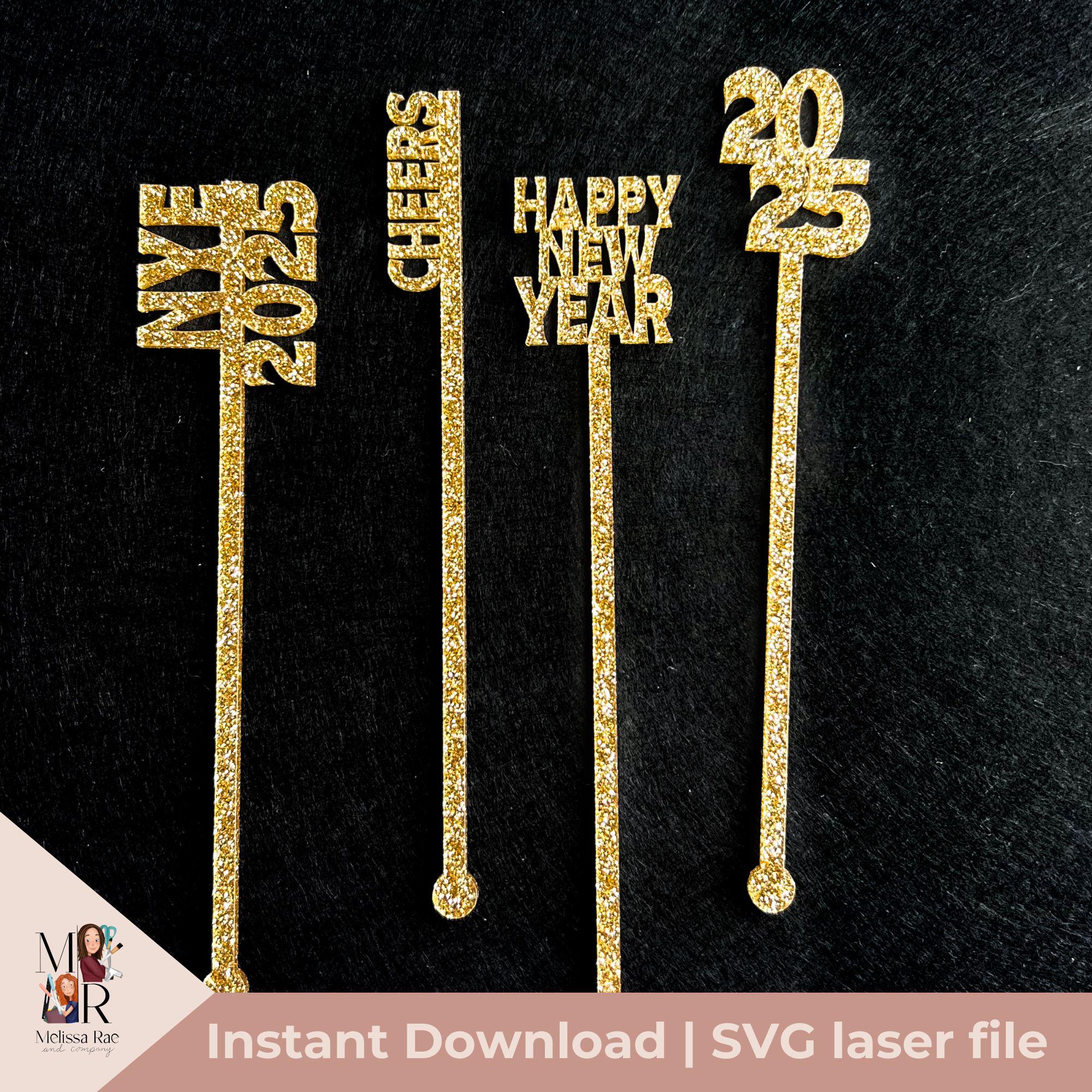 SVG | New Years Eve | 2025 | Drink Stirrers | Laser File - Etsy