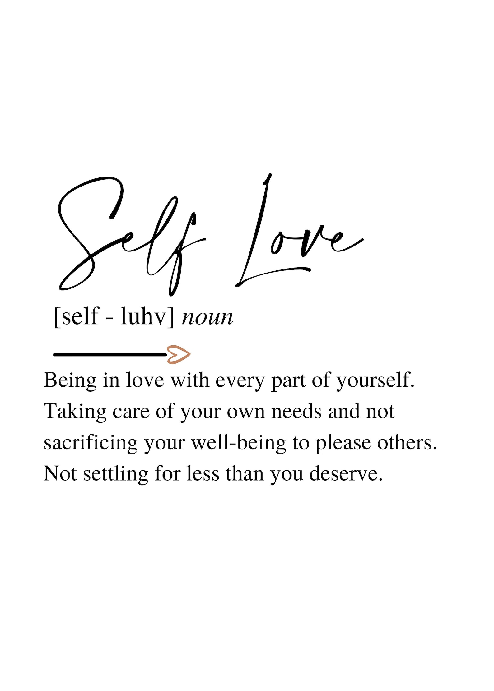 Self-love Definition Print, Quote Wall Art Print, Definition Print ...
