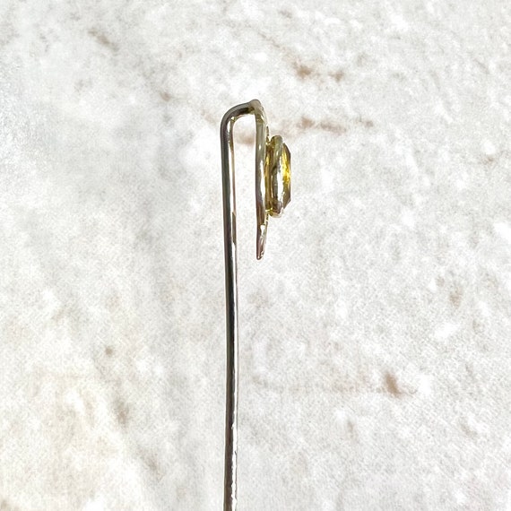 Antique Yellow Tourmaline Stick Pin - 14K Yellow Gold… - Gem