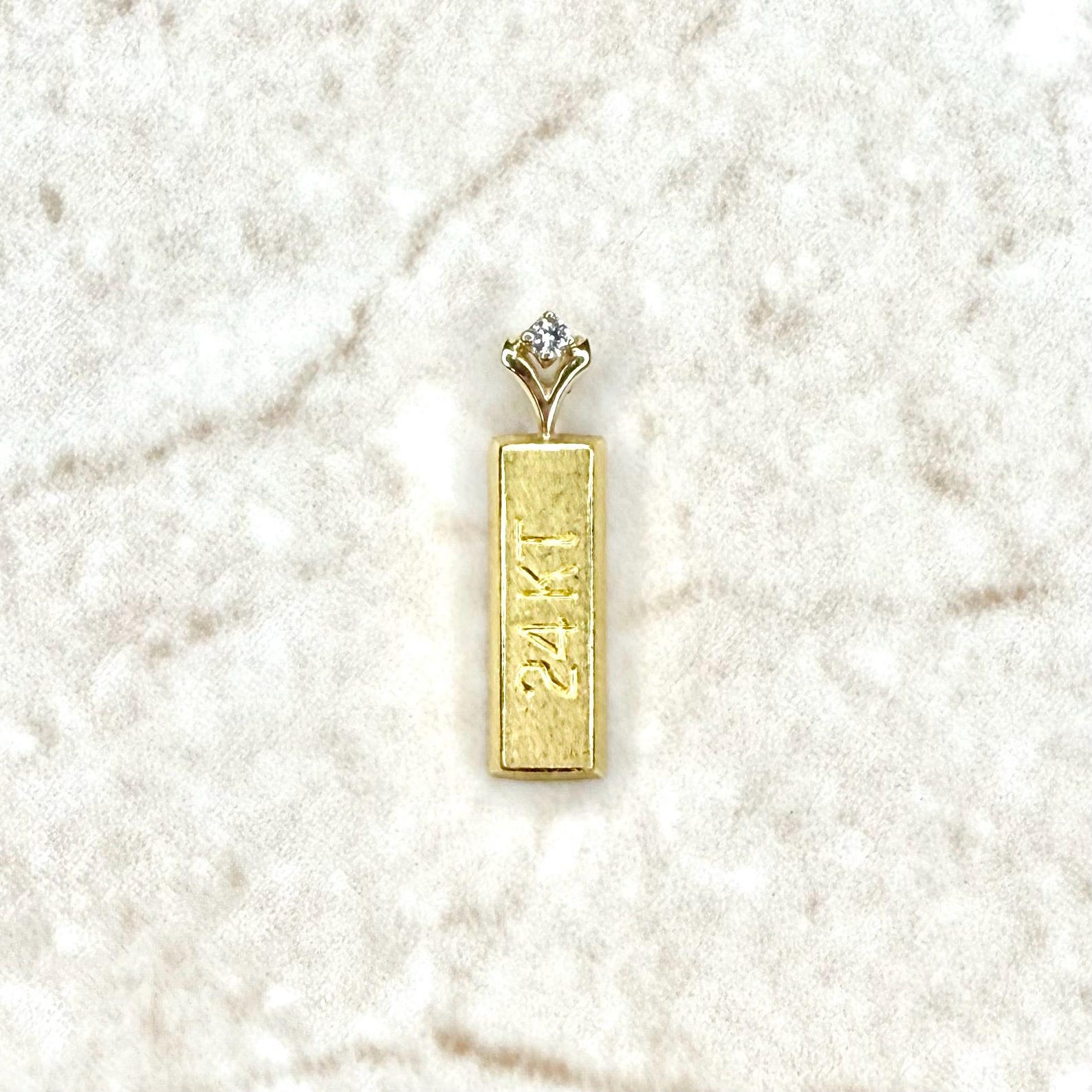 24K Pure Gold Bar Pendant - 24K Solid Gold Bullion Pendant - Pure Gold ...
