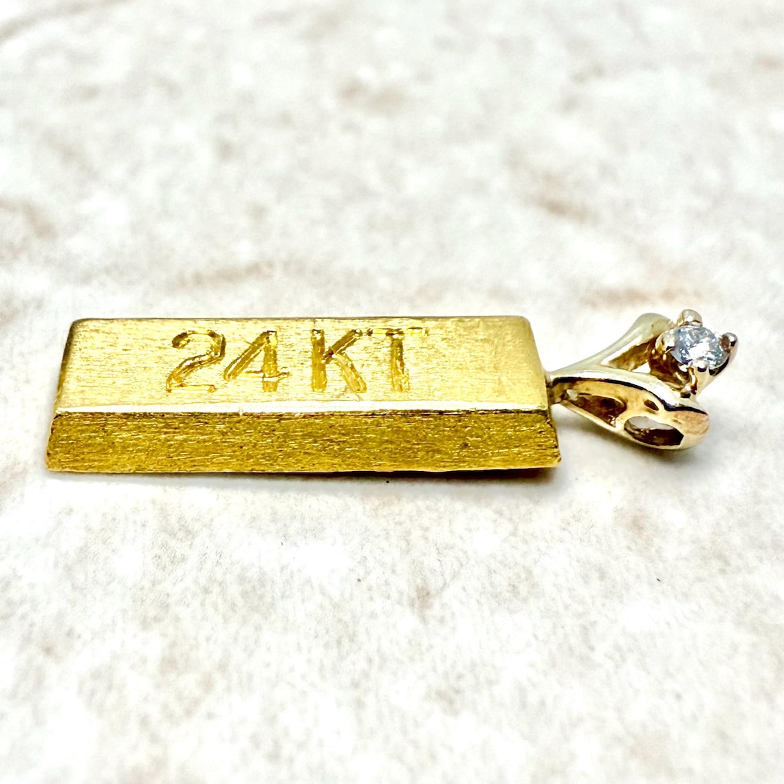 24K Pure Gold Bar Pendant - 24K Solid Gold Bullion Pendant - Pure Gold ...