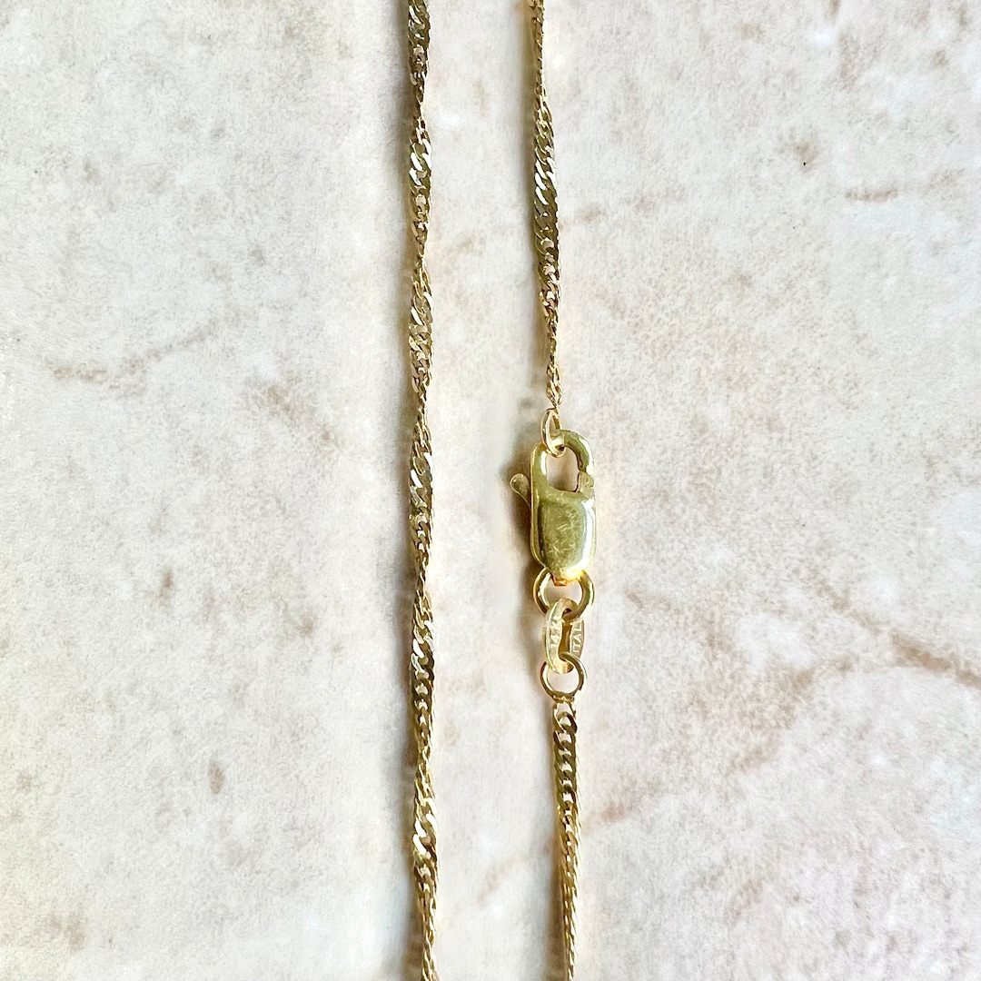 Italian 14K Gold Singapore Chain Necklace 16 Inch Yellow Gold Chain ...