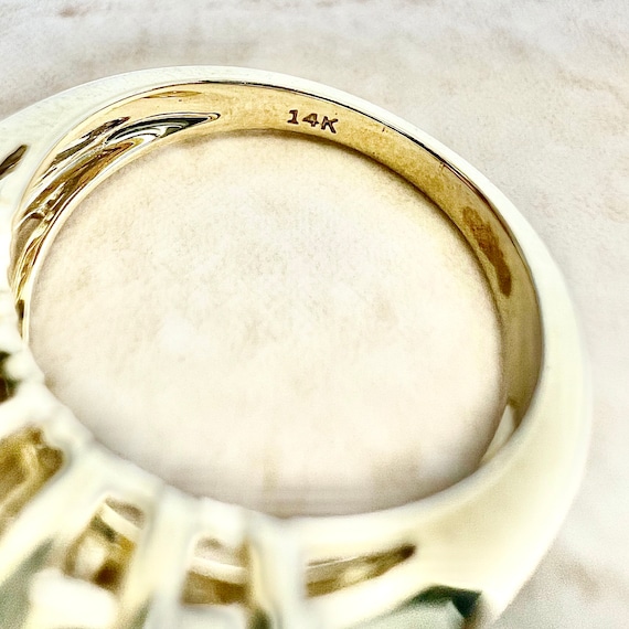 14K Gold Triple Row Diamond Band Ring - Solid 14K Yel… - Gem