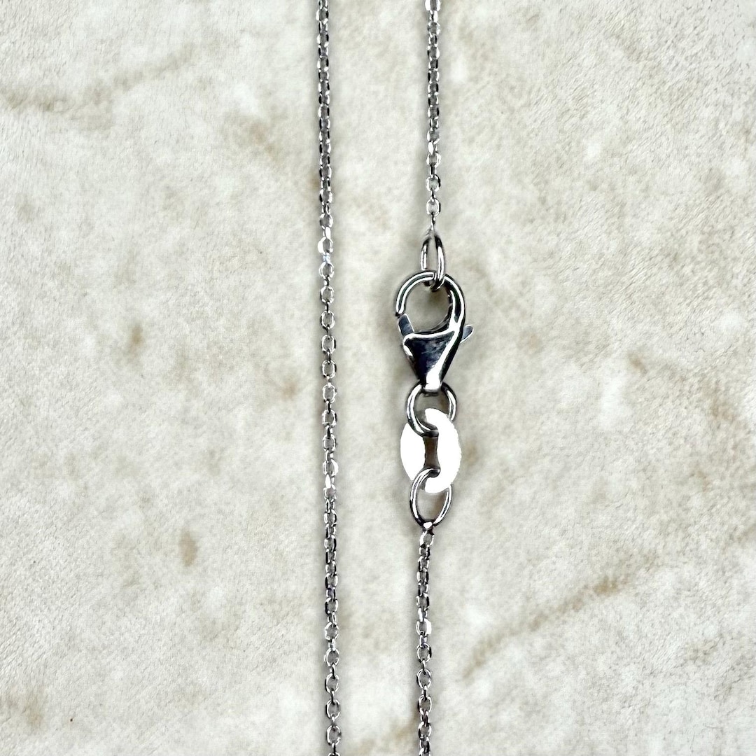 Solid 14K Gold Diamond Cut Cable Chain Necklace - 16 Inch White Gold ...