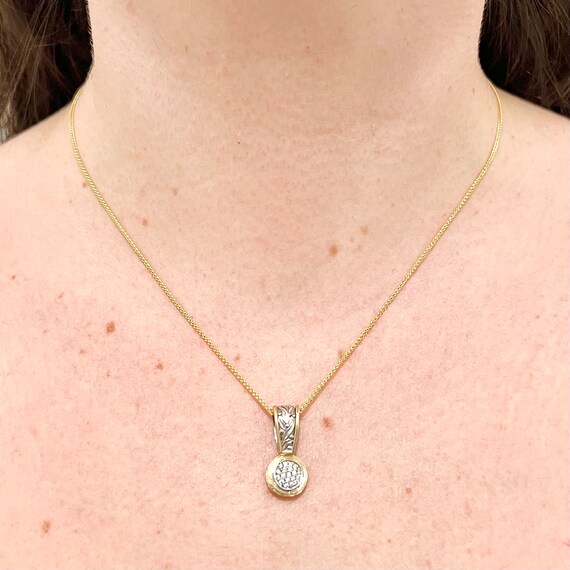 Vintage Gold Pave Diamond Pendant - 14K 2 Tone Pendan… - Gem