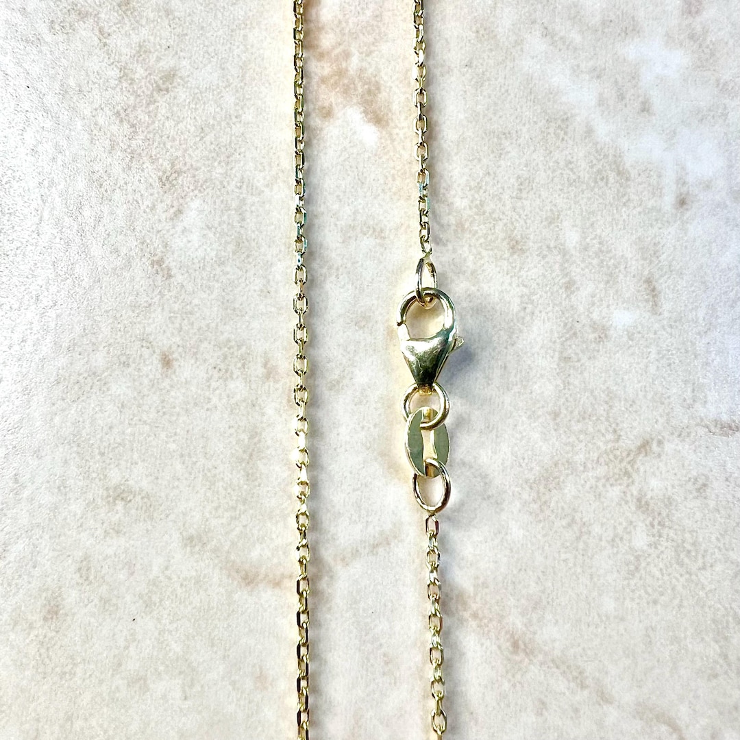 Solid 14K Gold Diamond Cut Cable Chain Necklace - 16 Inch Gold Cable ...