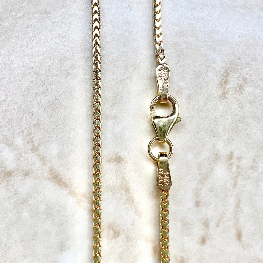 14K Yellow Gold Box Chain 16 Inch Gold Chain Yellow Gold Necklace ...