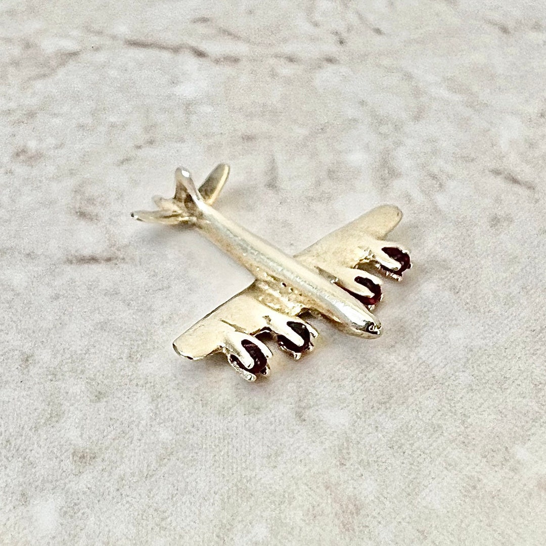 Vintage 14K Yellow Gold Airplane Charm Plane Pendant Travel Charm ...