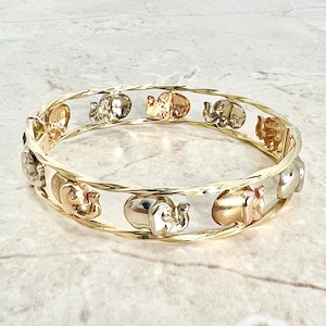 Italian 18K Elephant Bangle Bracelet - 18K Gold Bracelet - Elephant ...