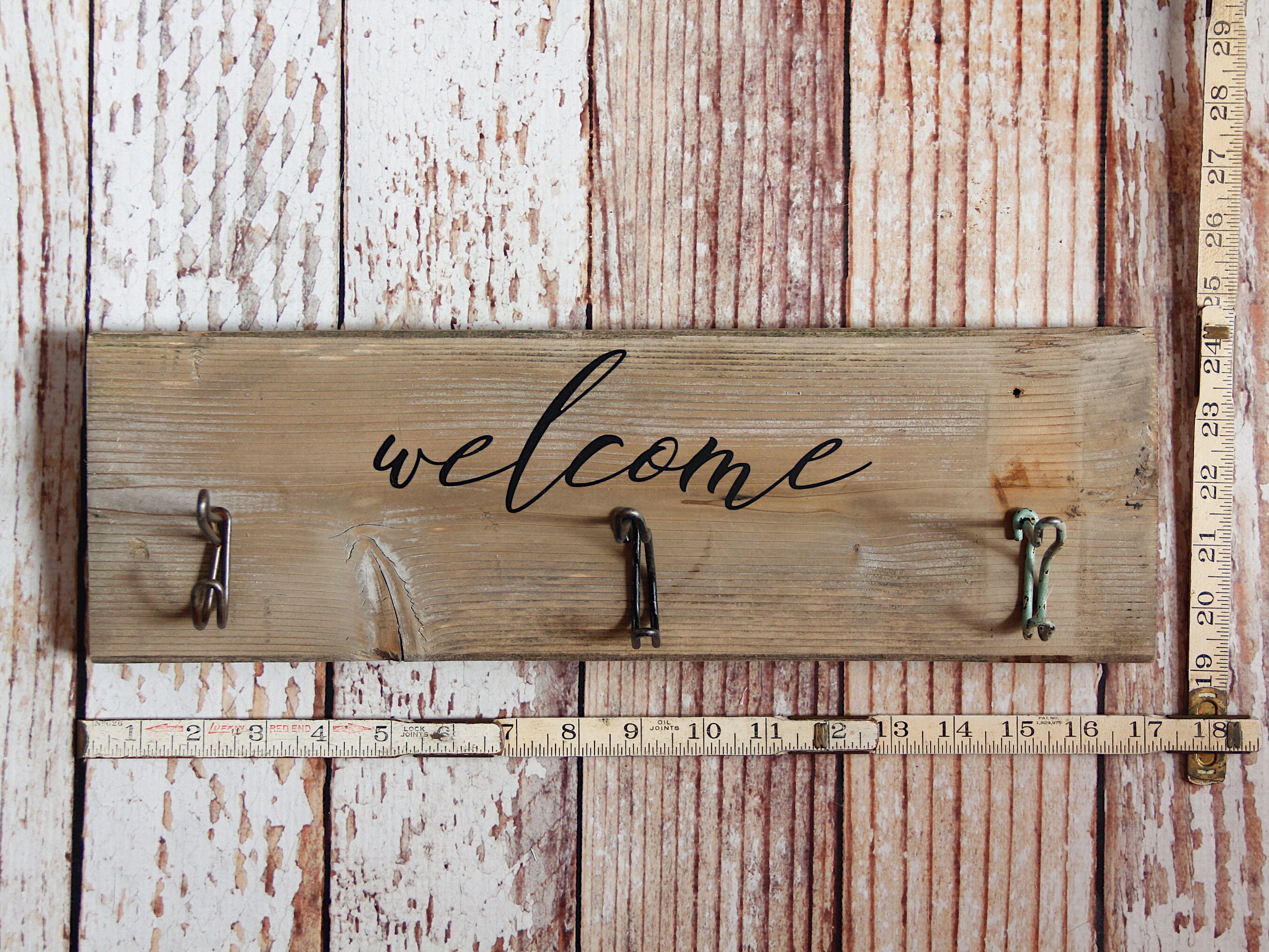Farmhouse Coat Rack Welcome Sign With Hooks | Etsy