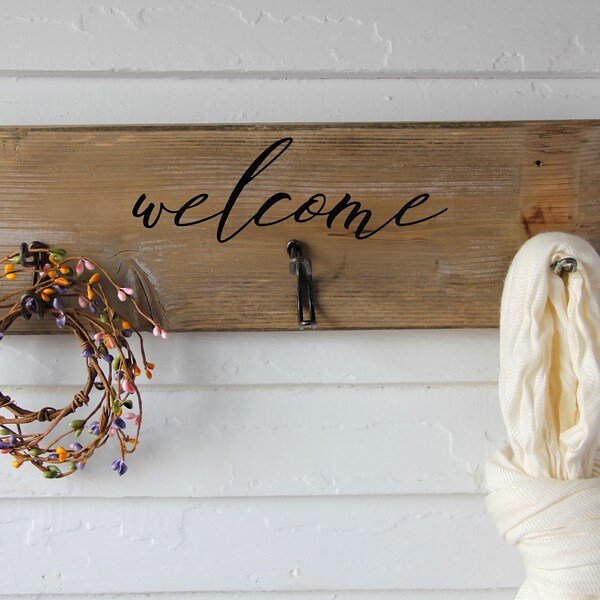 Welcome Sign With Coat Rack - Etsy