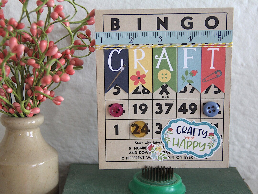 Rustic Vintage Bingo Card Art Decor - Quirky Altered Assemblage Gift - Etsy