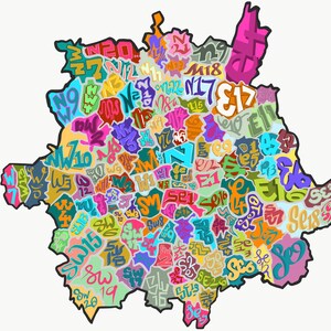 London Postcode Print - Etsy UK