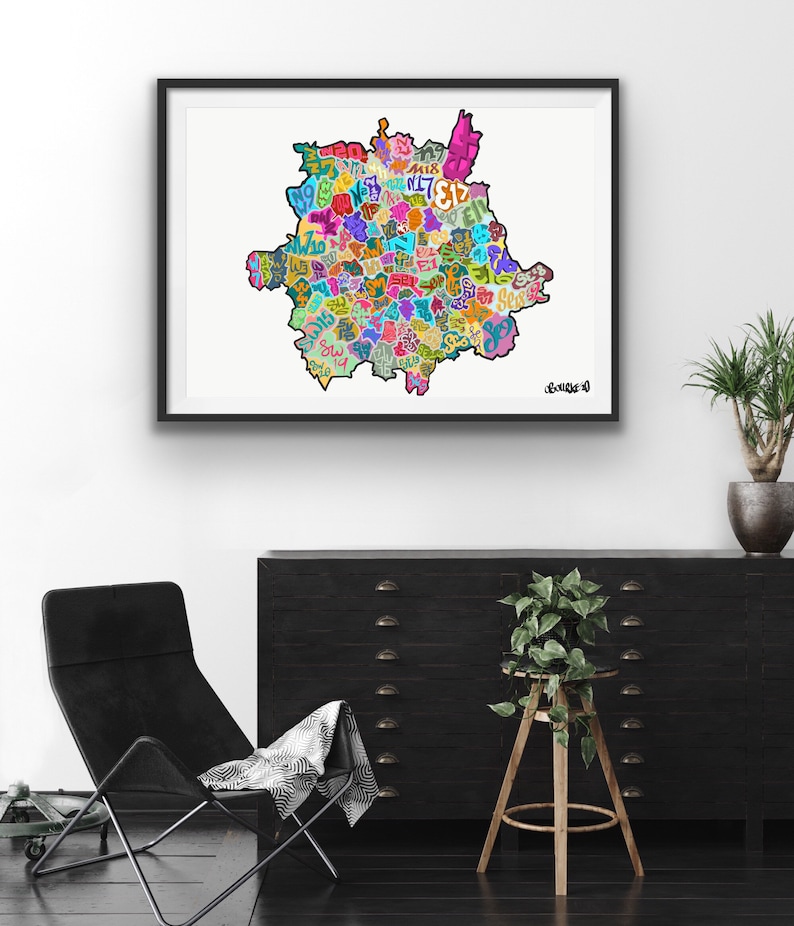 London Postcode Print - Etsy UK