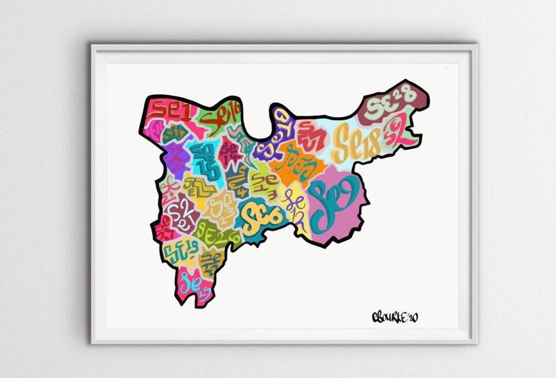 South East London Postcode Print - Etsy UK