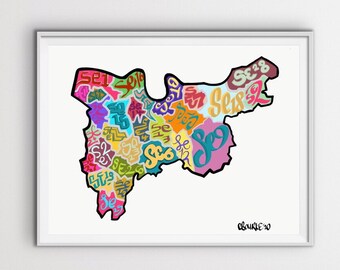 Illustrated Map of South East London, Famous London Streets, London ...