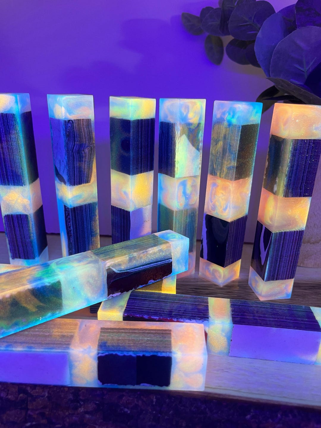 Pbbrick-007: Glow in the Dark Orange Blue Purple Green Fordite Hybrid ...