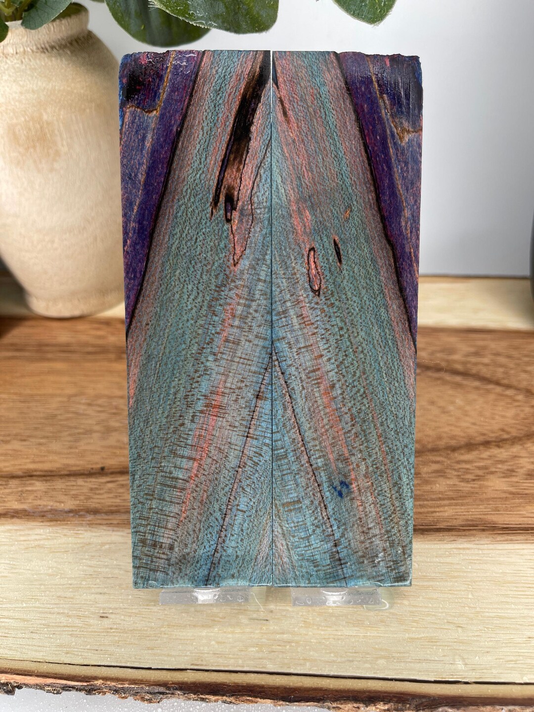 Knife Scales Blue Purple Pink Dye Stabilized Spalted Maple Wood Knife ...