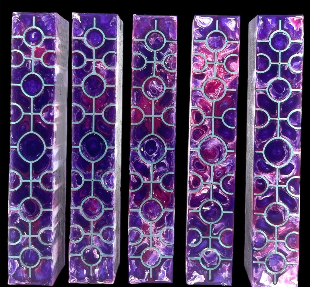Pbbrick-151: Pen Blanks - Purple Red White With Blue 3D Printed Hybrid ...