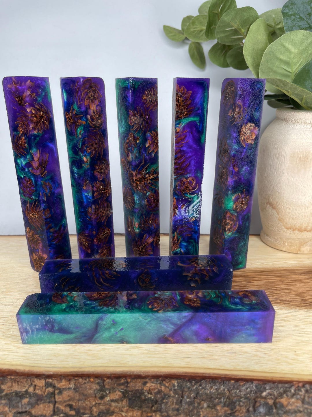 Pbbrick-010: Purple Teal Blue Mini Pine Cones Hybrid Pen Blank Diamond ...