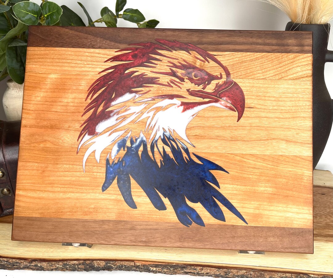 Red White and Blue Eagle Cutting/serving Board Cherry With Black Walnut ...
