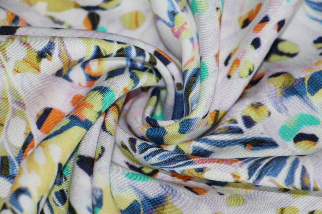 Rayon Fabric by the Yard, Abstract Print Rayon Twill Fabric for ...