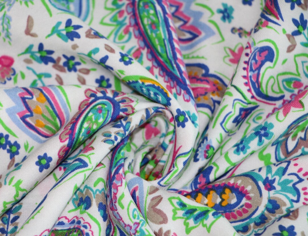 Rayon Fabric by the Yard, Paisley Print Rayon Viscose Fabric for ...