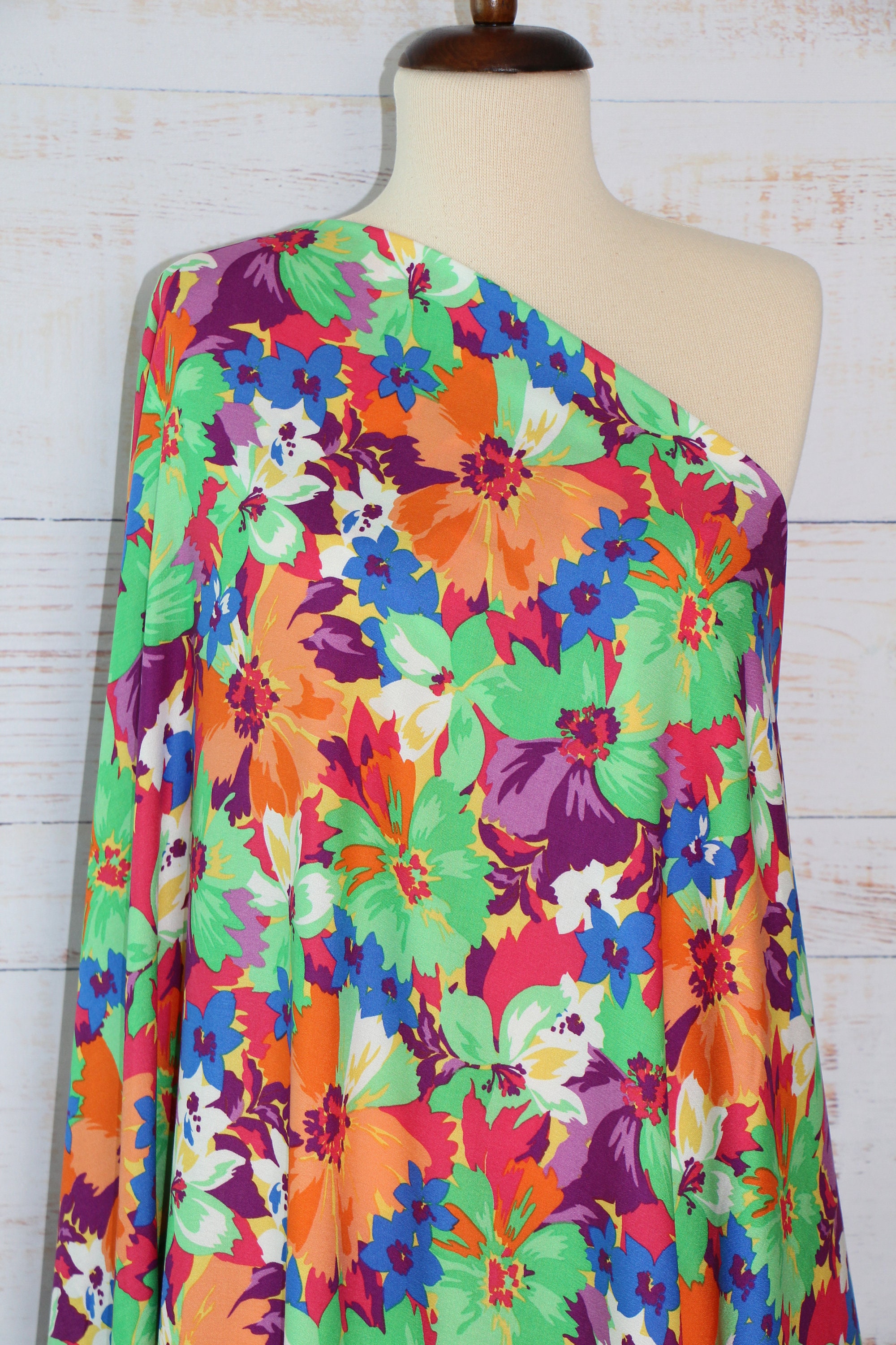 Rayon Fabric by the Yard, Floral Print Rayon Viscose Fabric for ...