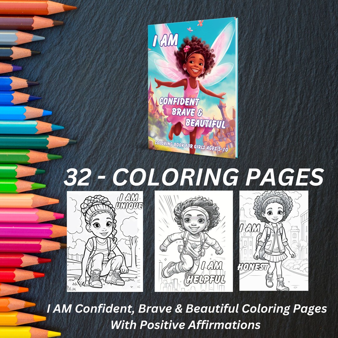 Black Girls Coloring Pages: 32 Positive Affirmations (digital Download ...