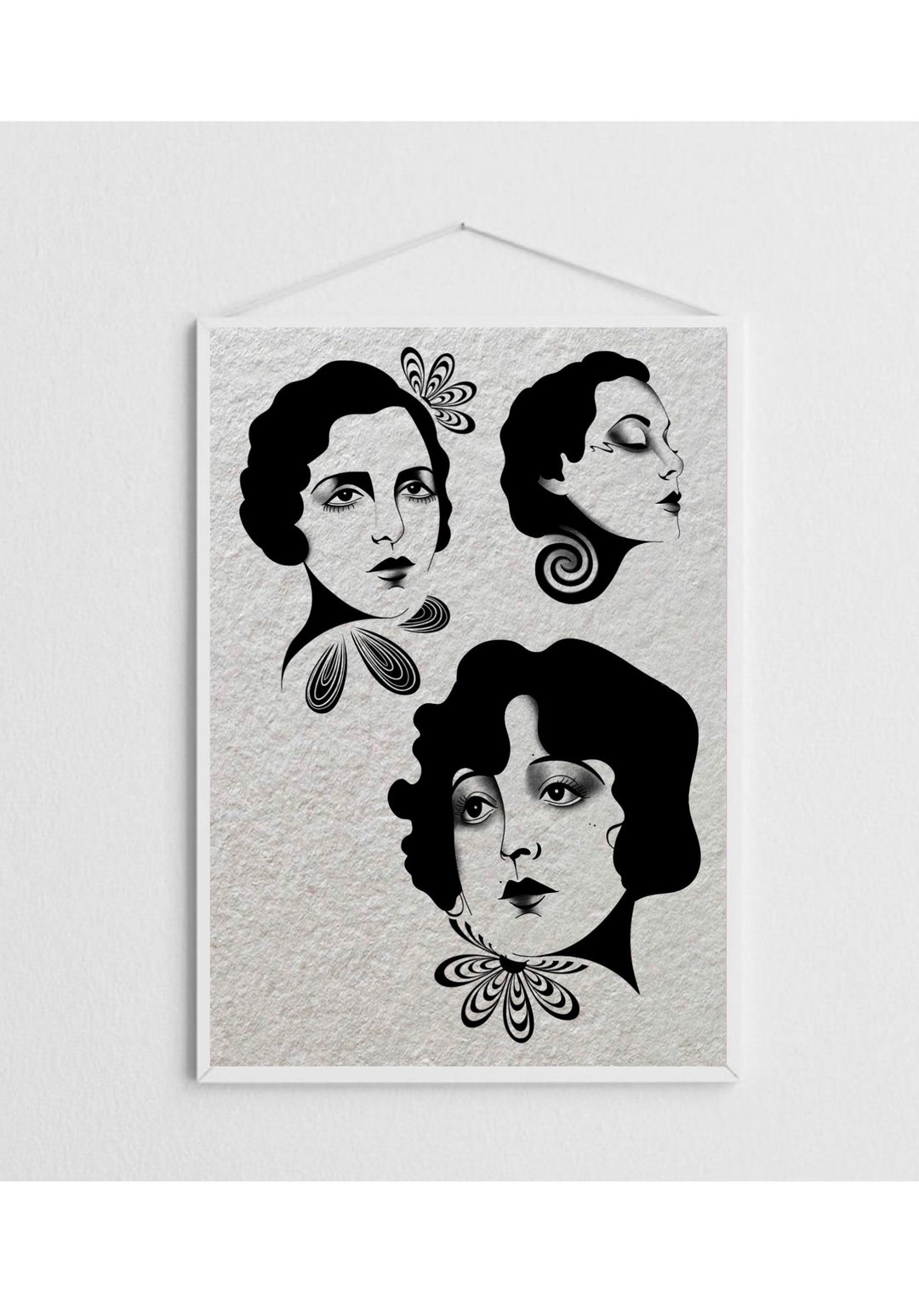 Tattoo Flash, Black and Grey Gothic Art Print, Witchy Poster, Vintage ...