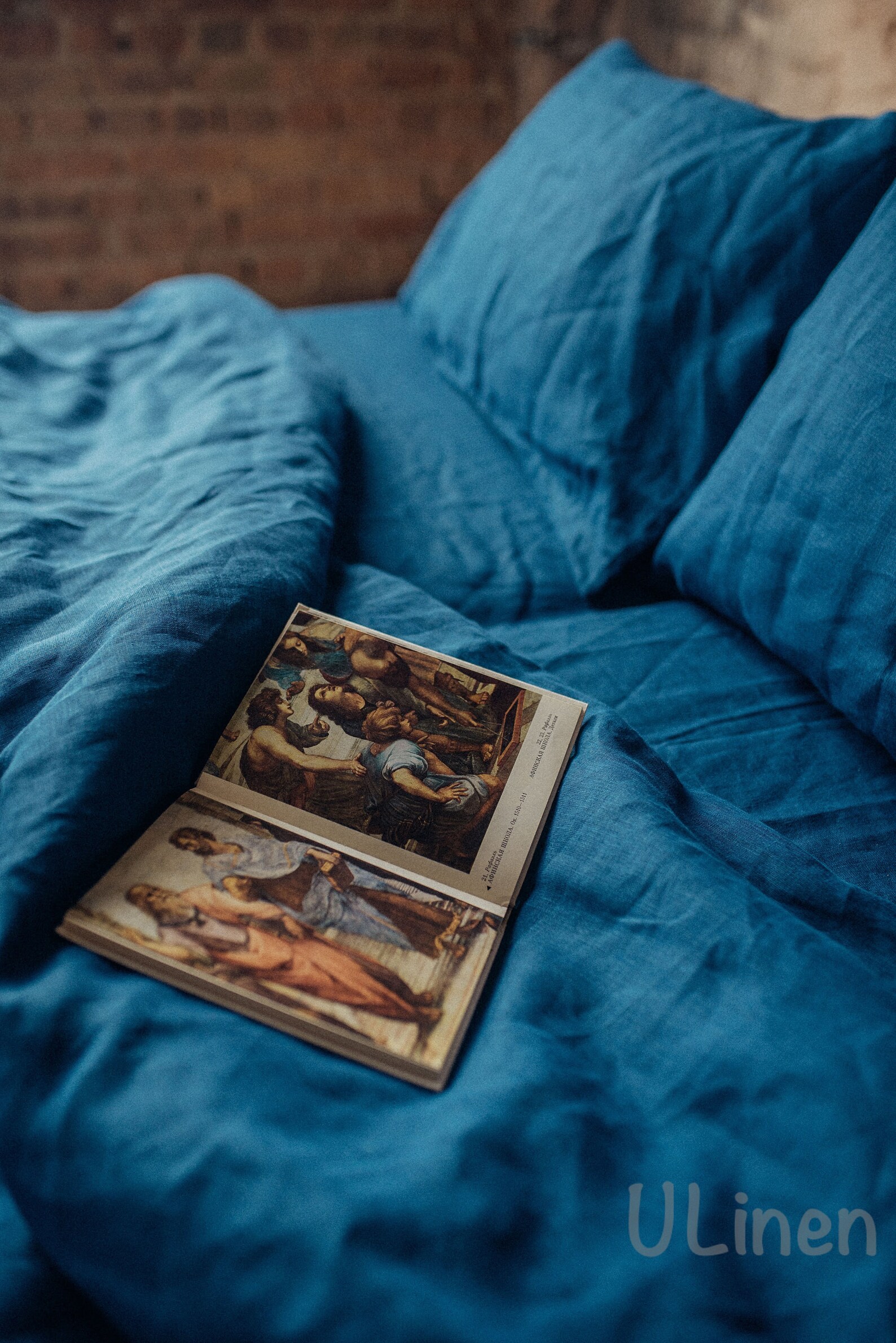 Linen Bedding Set Azure Blue Color 1 Duvet Cover and 2 - Etsy