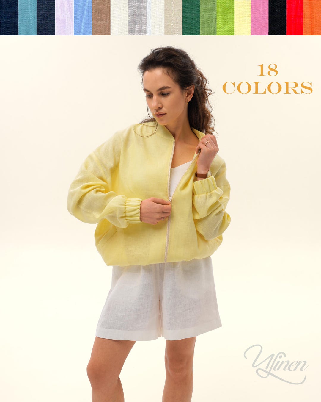 Linen Bomber | Soft Washed Linen Jacket | Long-sleeve Reversible ...