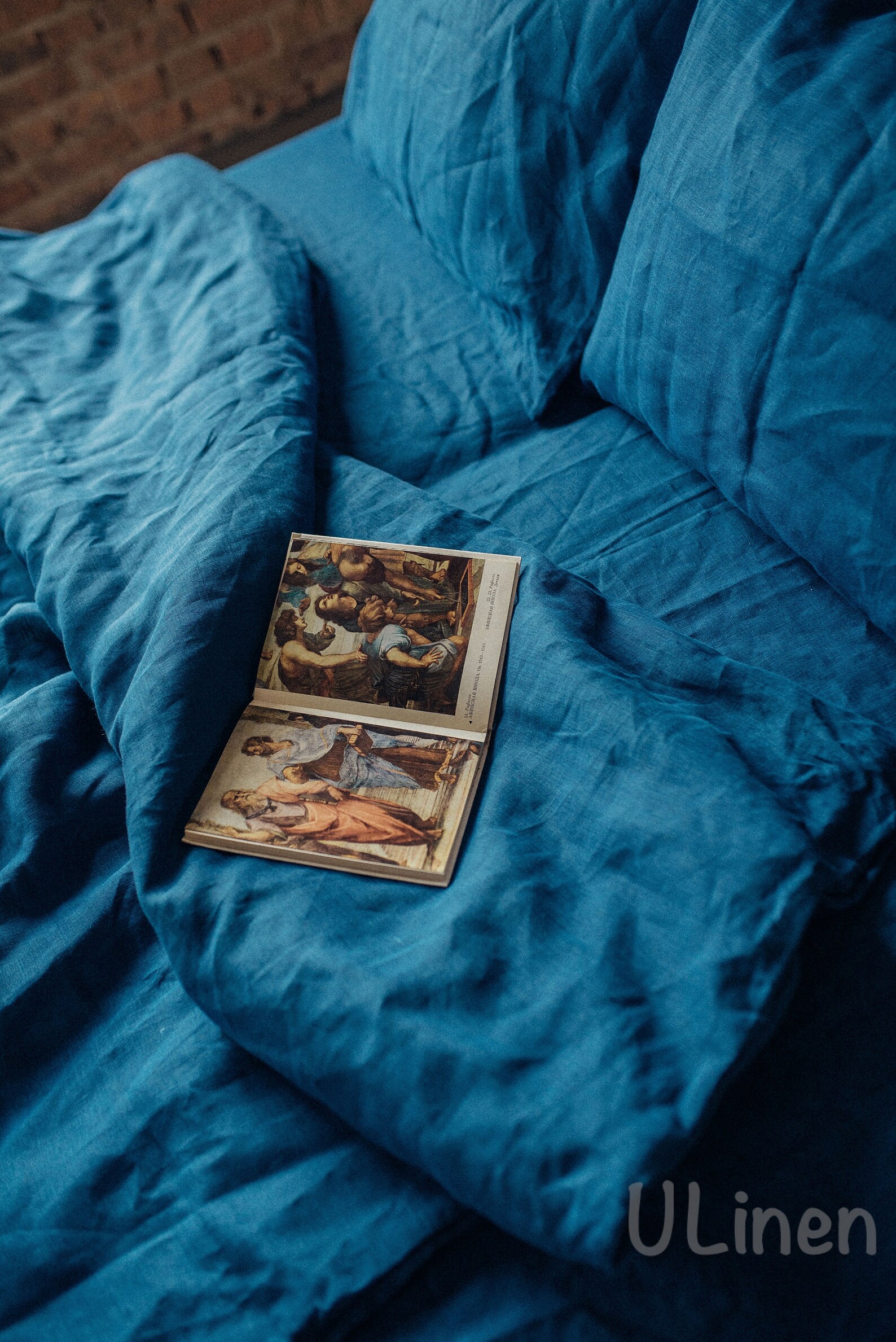 Linen Bedding Set Azure Blue Color 1 Duvet Cover and 2 - Etsy