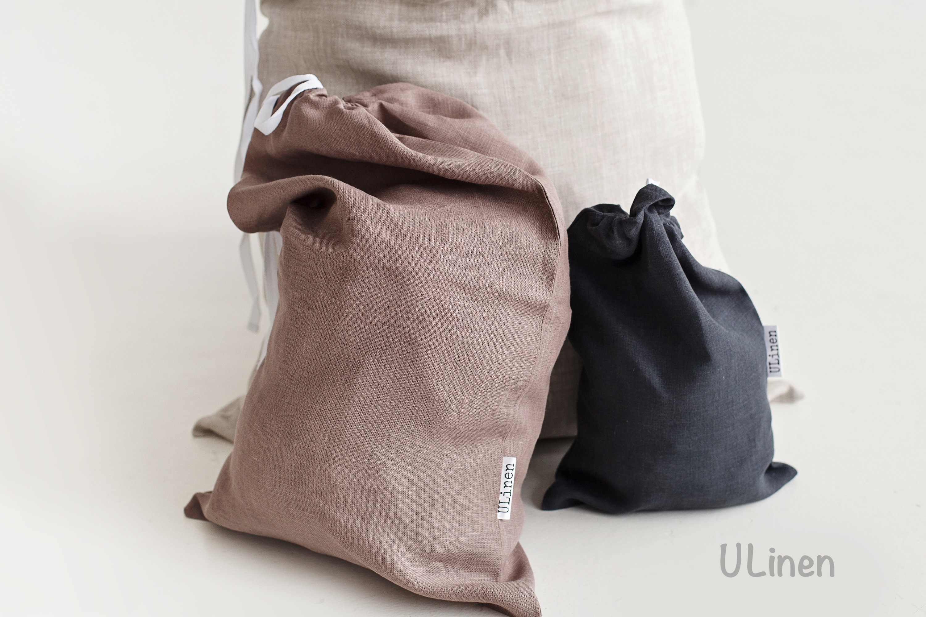 Set of 3 Linen Laundry Bags / Travel Bags 20x30 Cm / - Etsy