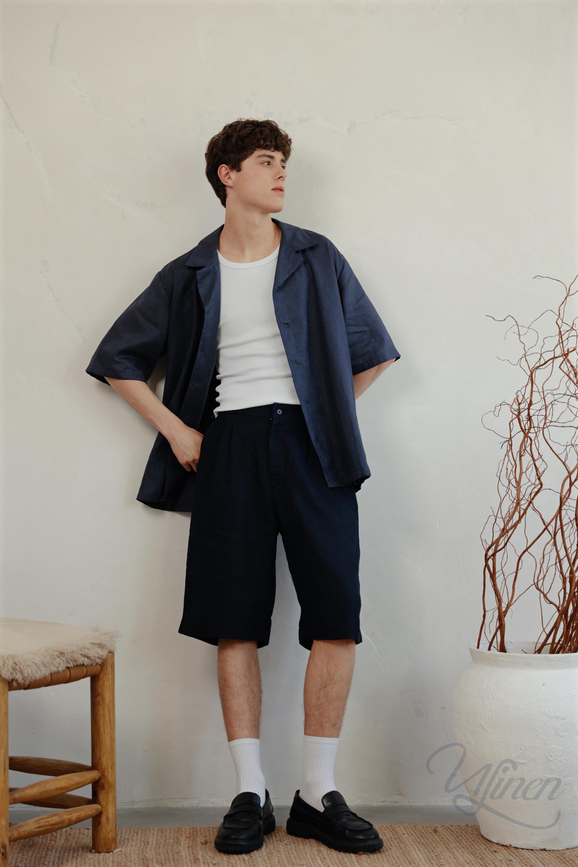 Linen Capri Shirt | Men’s Short Sleeve Linen Shirt – Classic Button-up ...