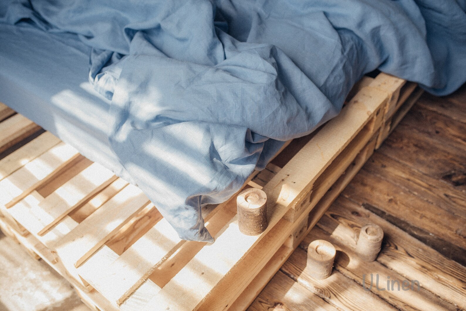 Linen Bedding Set Brilliant Blue Color Duvet Cover and 2 - Etsy