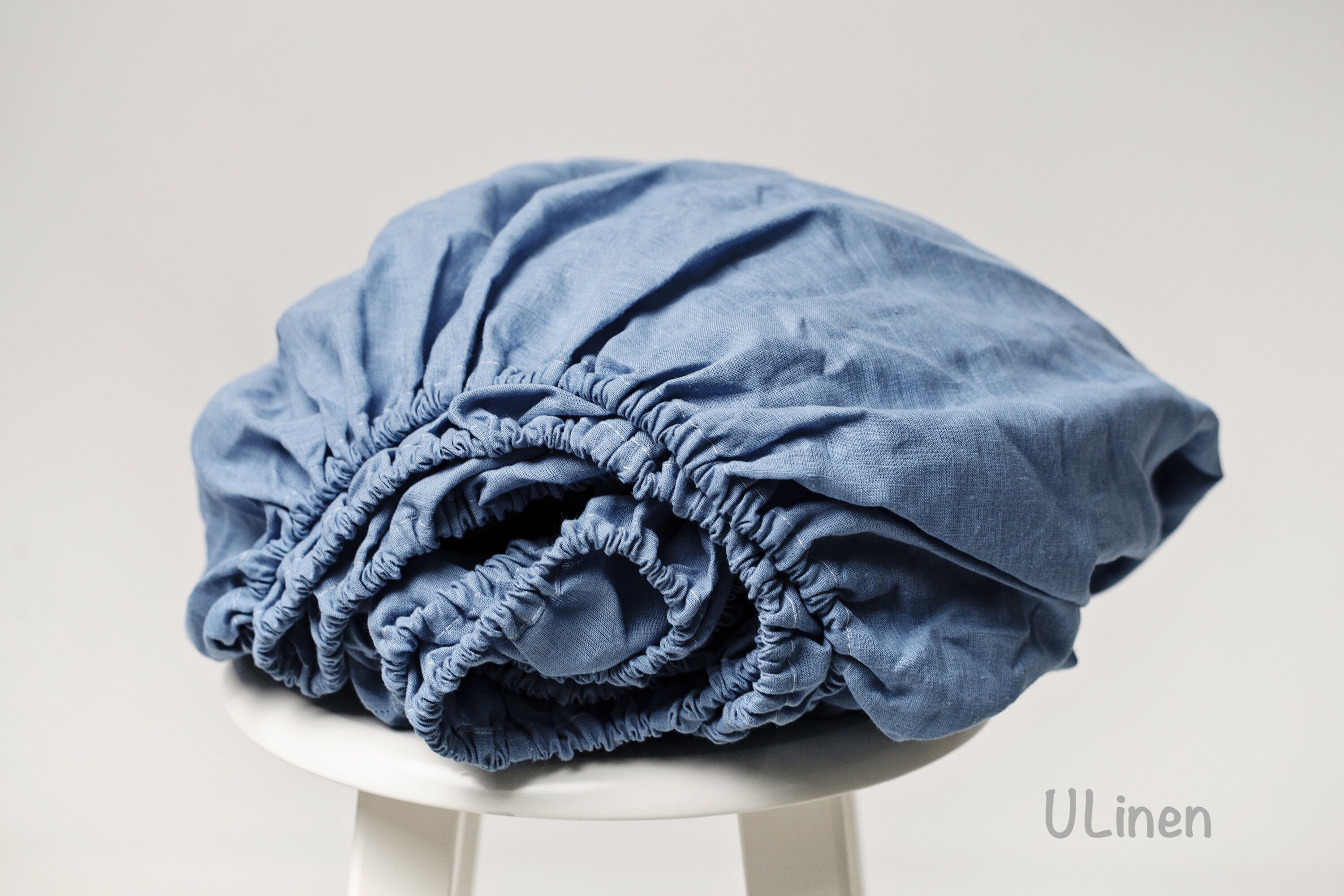 Linen Fitted Sheet Brilliant Blue Color Queen Full King - Etsy